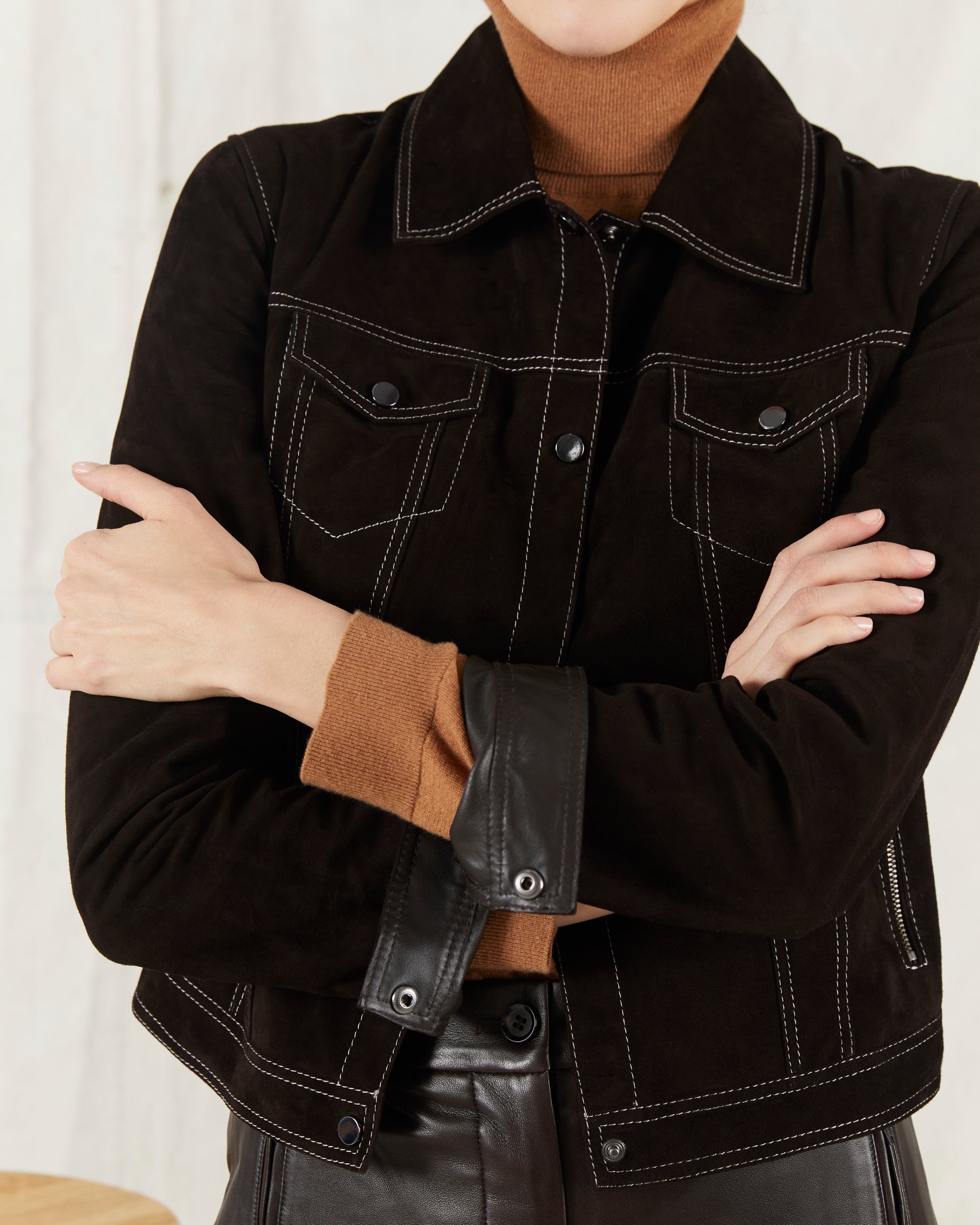 Jeanie Jacket Chocolate Suede – MOLOH